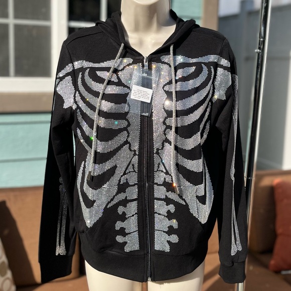 Tops | Small Skeleton Bling Hoodie | Poshmark